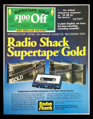 1978 Radio Shack Supertape Gold Circular Coupon Advertisement - Other