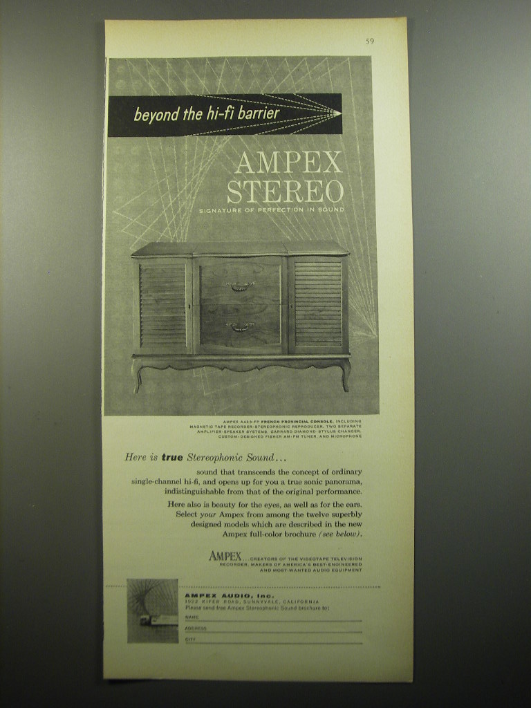 1957 Ampex A423-FP French Provincial Console Ad - beyond the hi-fi ...