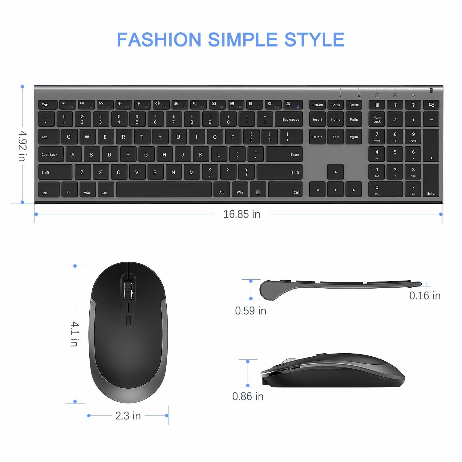 Wireless Keyboard And Mouse, 2.4Ghz Rechargeable Compact Quiet Full ...
