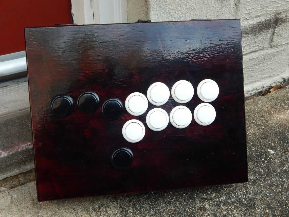 Ready-To-Use Custom Wooden Stained All 30mm Stickless Arcade Controller ...