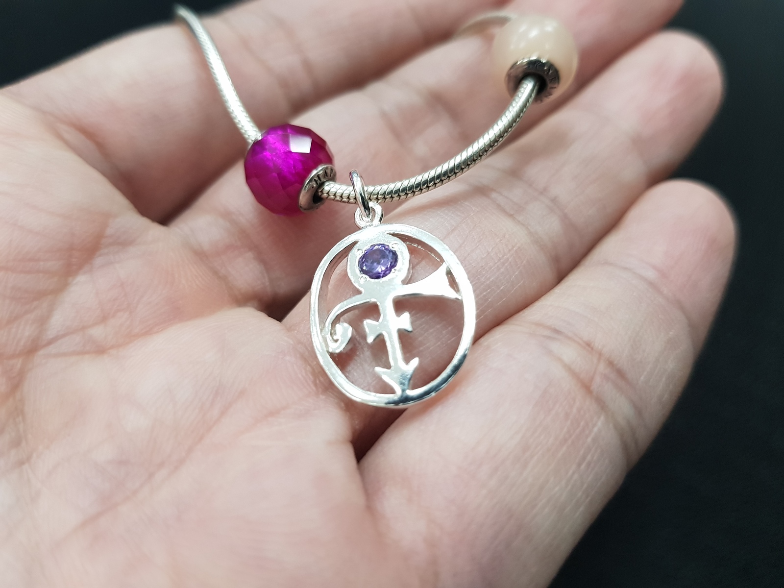 Charm Only - Enclosed Symbol With Purple Stone - Remembrance Symbol ...
