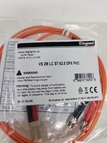 Lc to ST fiber patch810-L12-006 FIBER OPTIC CABLE VS 2M LC ST 62.5 DPX ...