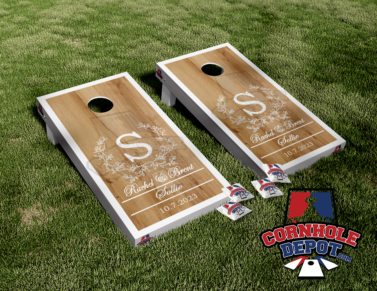 Custom Wedding Personalized Monogrammed Name Cornhole Board Vinyl Wrap ...