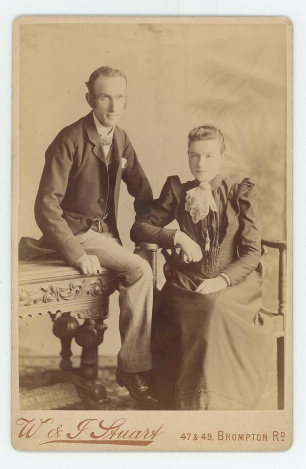 Antique Circa 1880s Cabinet Card Stunning Couple Unique Pose Stuart ...