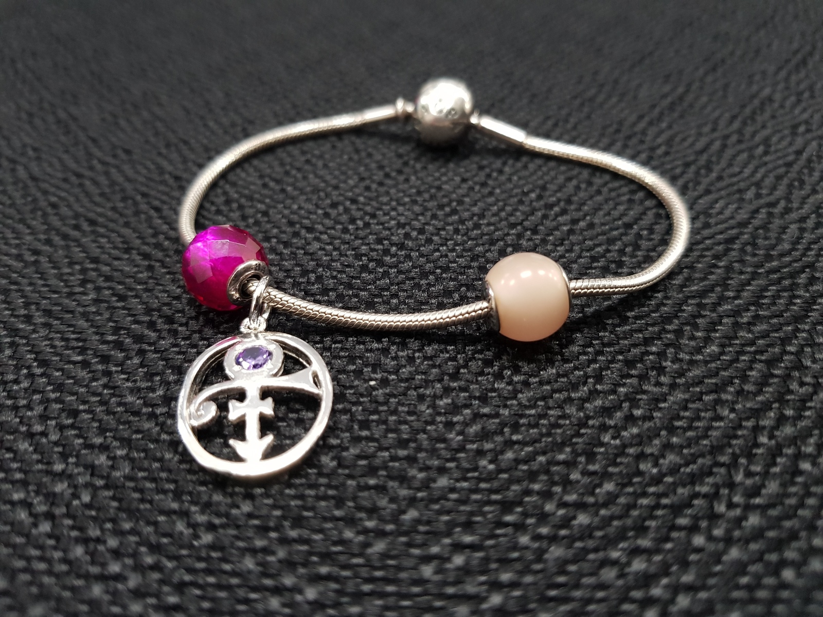 Charm Only - Enclosed Symbol With Purple Stone - Remembrance Symbol ...