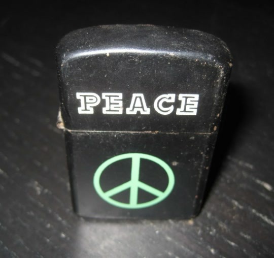 Vintage Pll KOREA HIPPY 60s Peace Symbol Black Tone Flip Top lighter ...