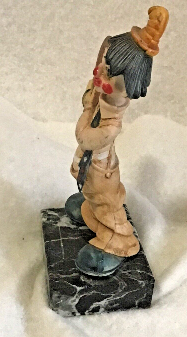 Vtg FONTANIN Made Italy CLOWN /TIMPANI 6"h Figurine on Carrara Marble ...