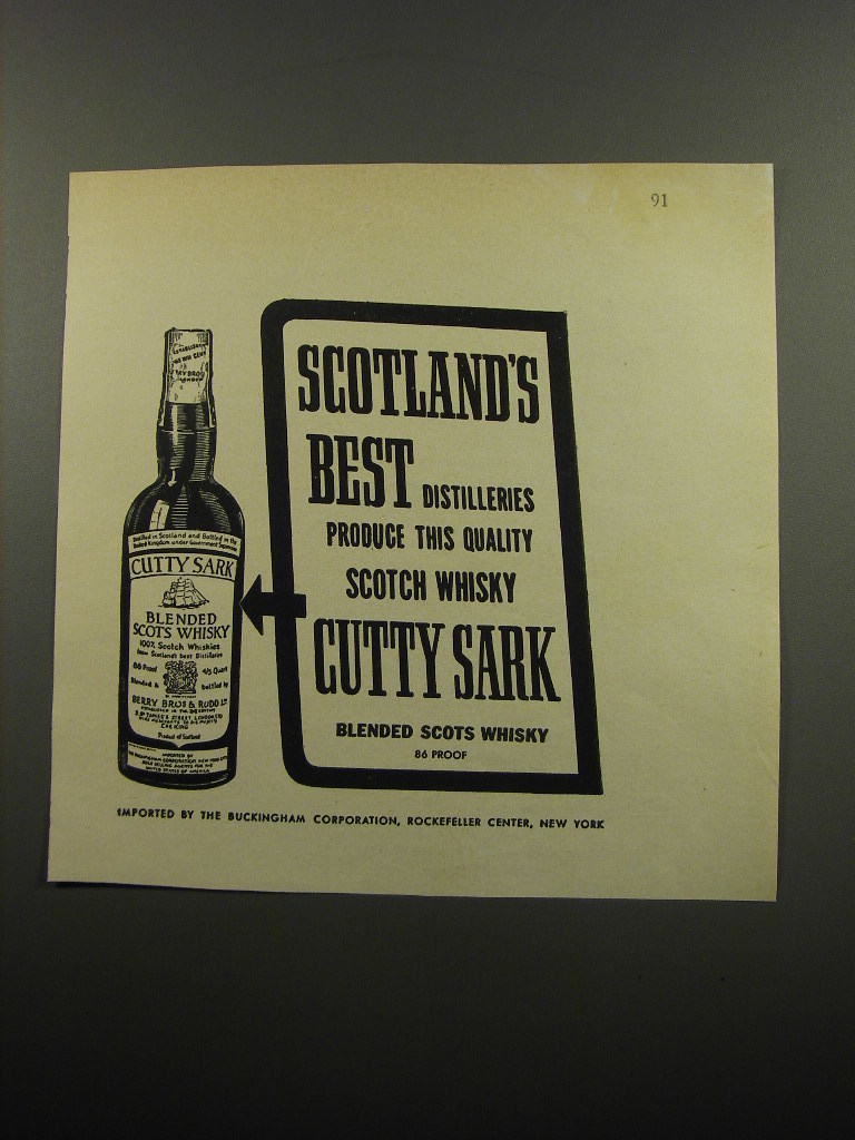 1955 Cutty Sark Scotch Ad - Scotland's best distilleries produce this ...
