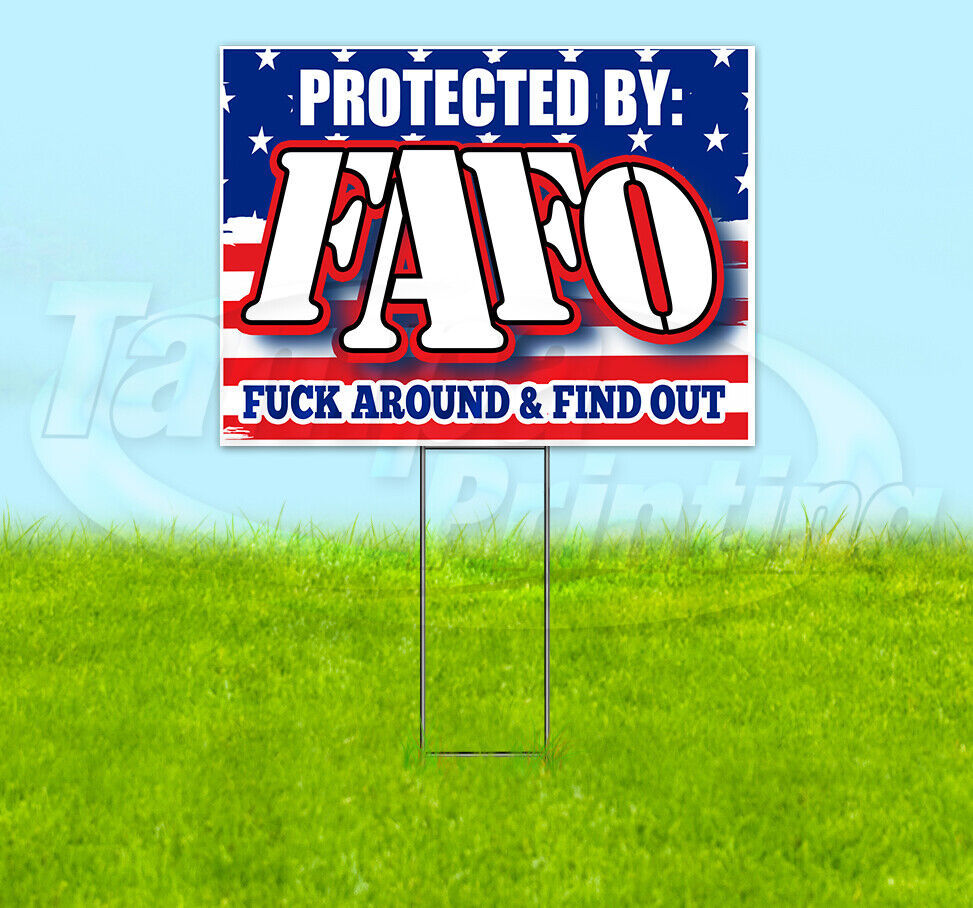 PROTECTED BY FAFO TRUMP 2024 MAGA 18x24 Yard Sign Snipe Election ...