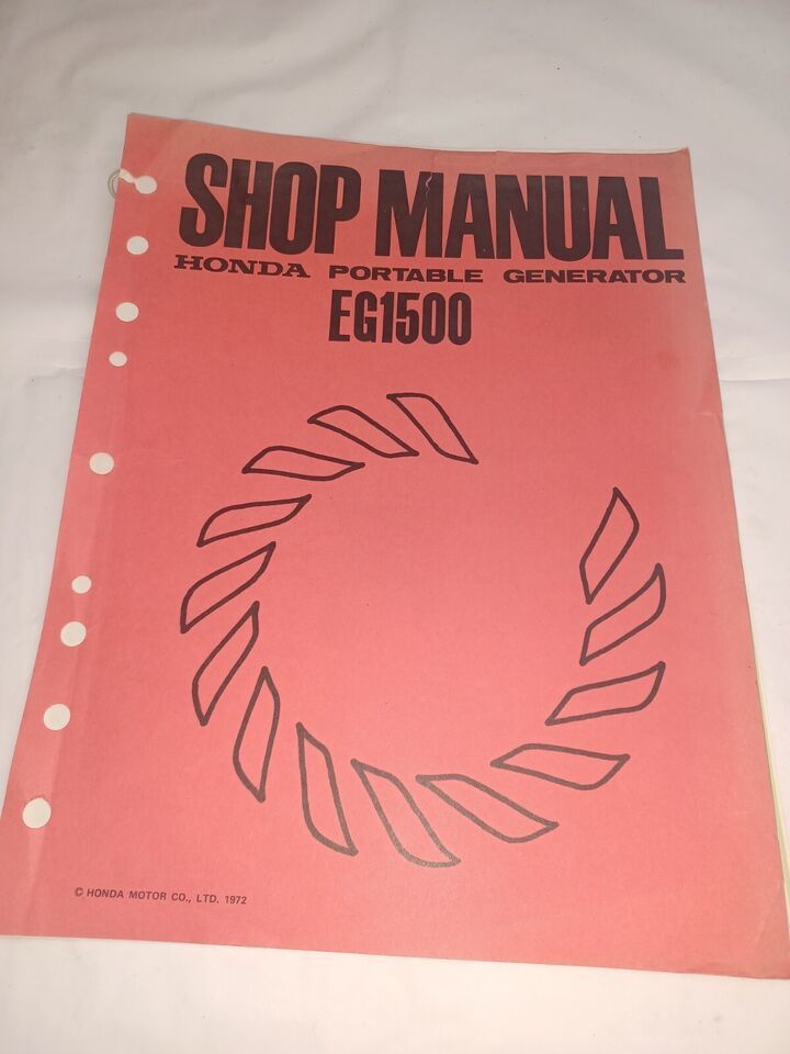 Honda Portable Generator EG1500 EG 1500 SHOP MANUAL VINTAGE 1972 Repair ...