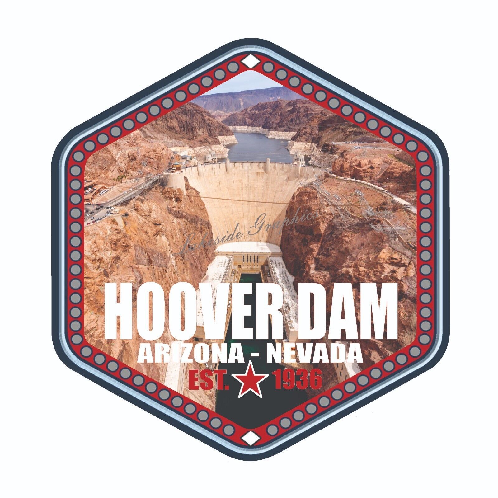 Hoover Dam Sticker Lake Mead Decal Nevada - Arizona - Historical ...