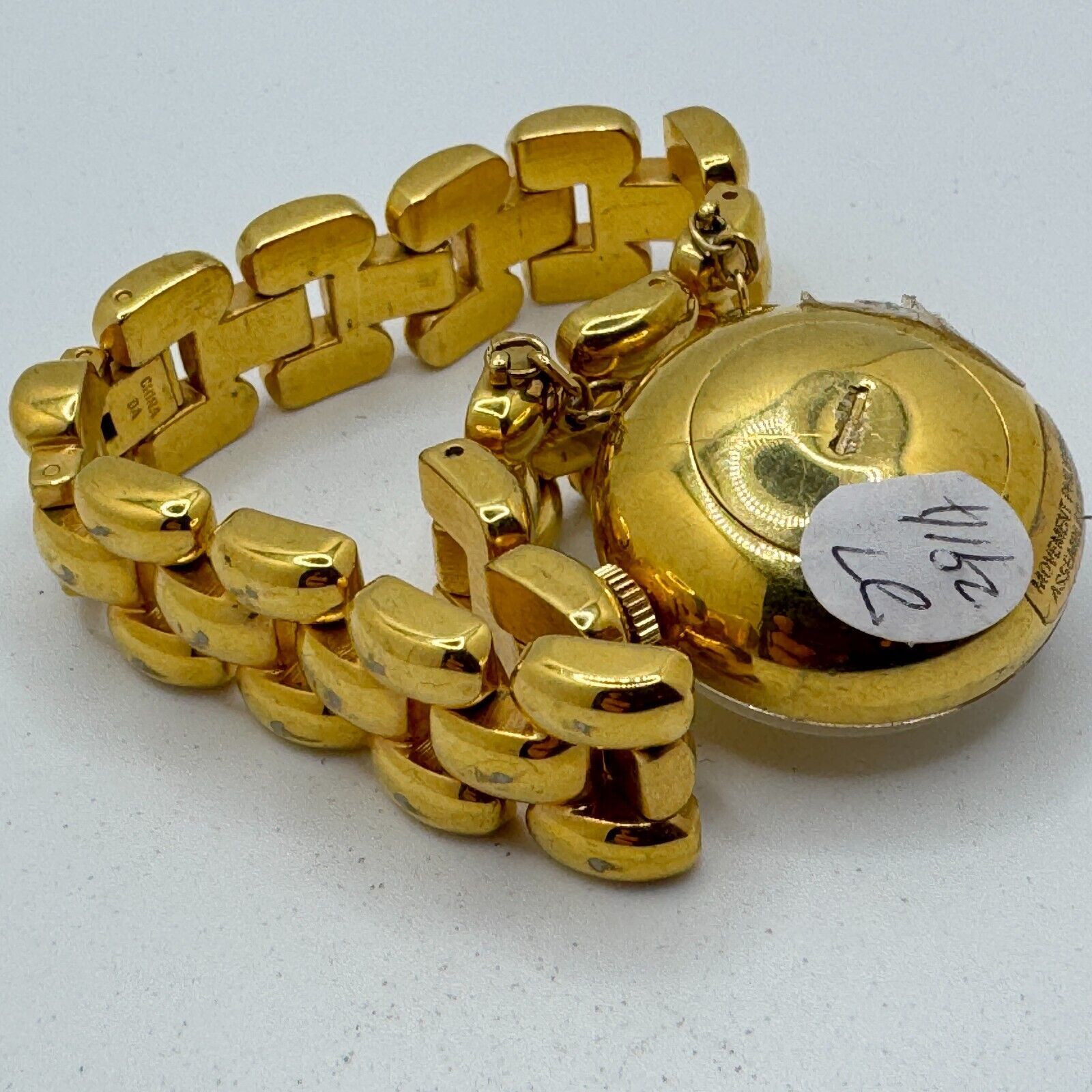 VTG Timex Quartz Watch Women Gold Tone High Dome Bubble Bracelet ...