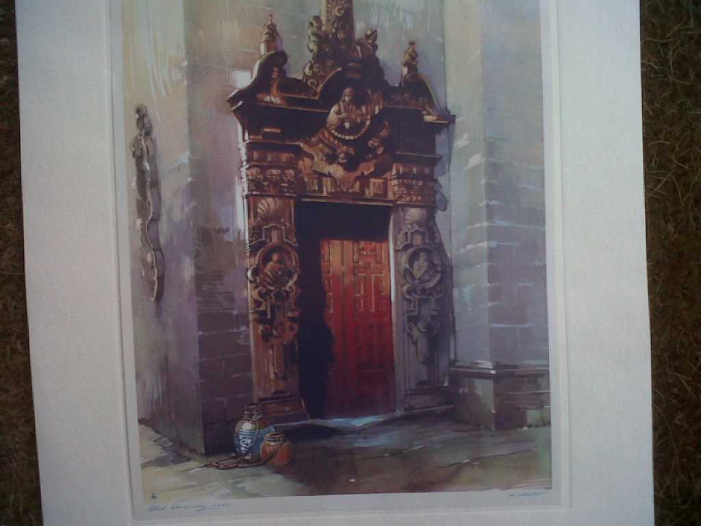 Tasco Mid Century vintage print and mat of "Old Doorway" by Al Wettel ...