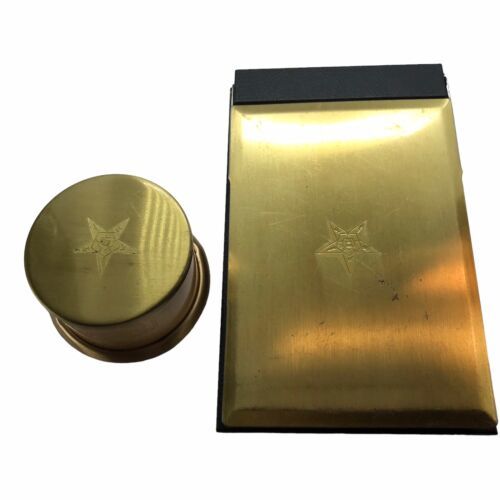 Vintage Order Of Eastern Star Lot Brass Metal Note pad holder stamp ...