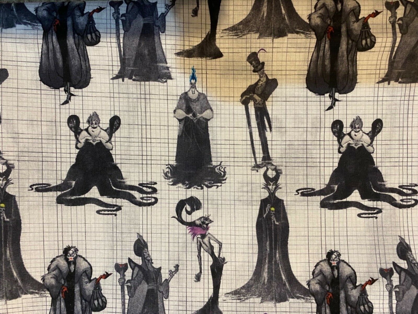 Disney Cruella Ursula Evil Villain Print Cotton Fat Quarter 18"x22" NEW ...