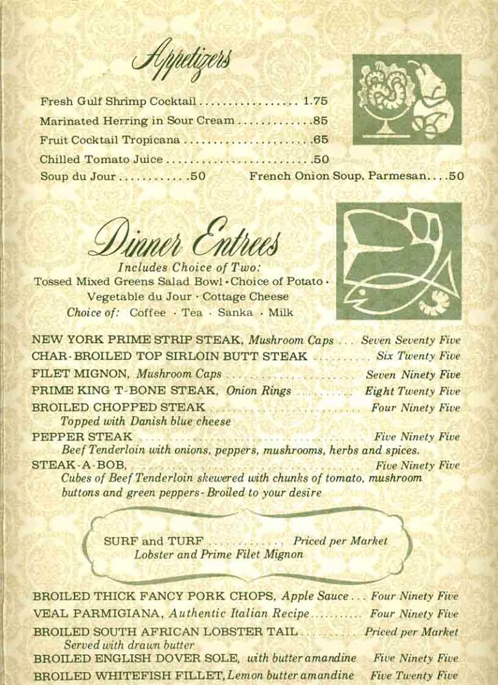 Caesar's Table Dining Room Menu Sheraton Motor Inn Waukegan Illinois ...