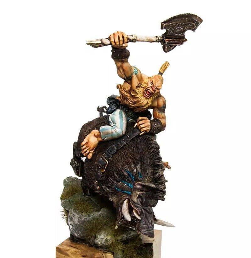 1/24 Resin Model Kit Warrior Barbarian Riding a Boar Unpainted - Figures