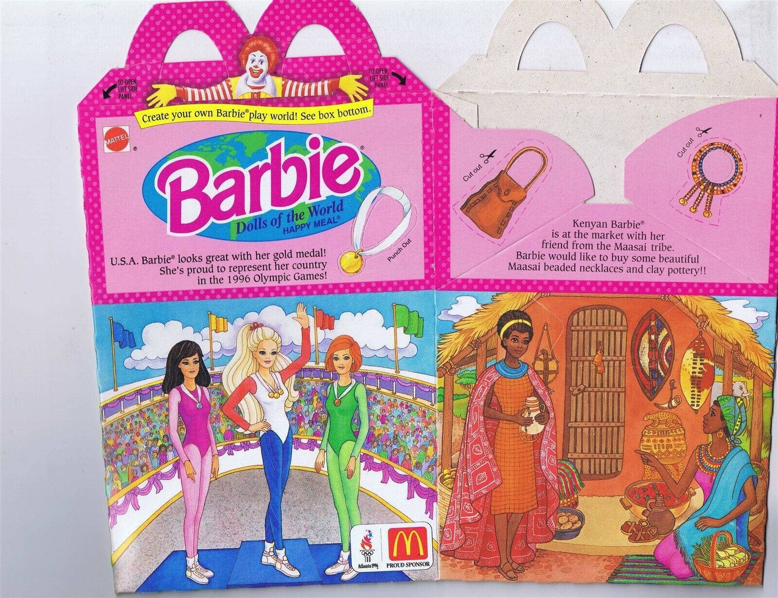 ORIGINAL Vintage 1996 McDonald s Barbie Olympic Happy Meal Box Other