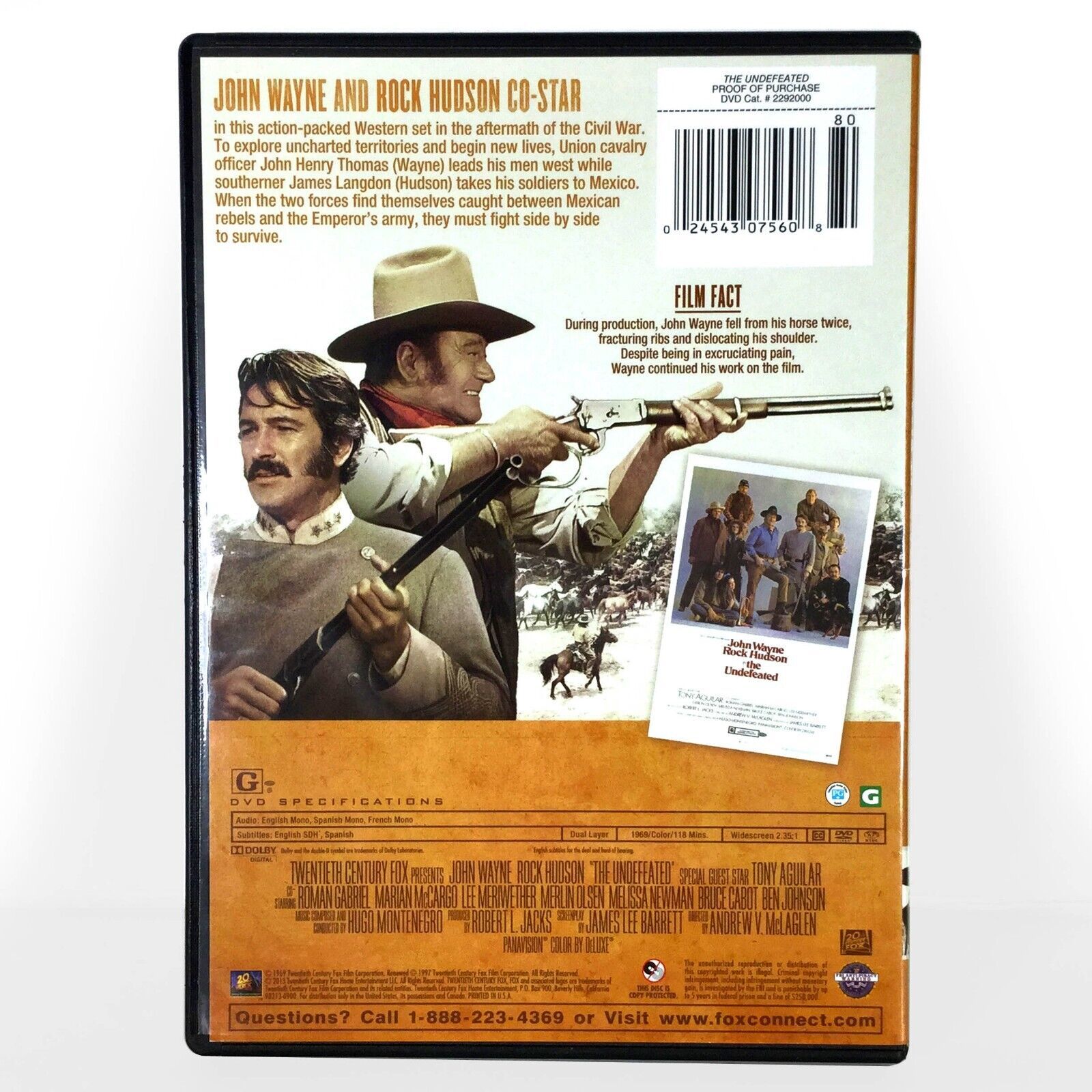 The Undefeated (DVD, 1969, Widescreen) Like New ! John Wayne Rock ...