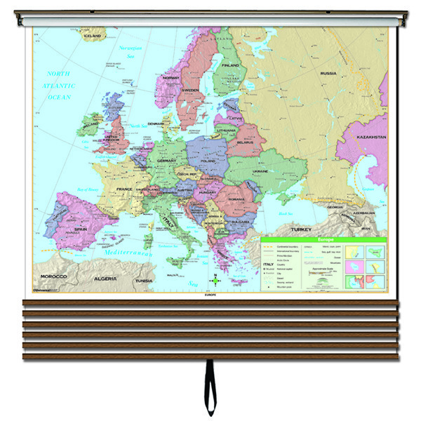 Essential Wall Map Set on Roller w/ Backboard; 6-Map Custom - Maps & Atlases