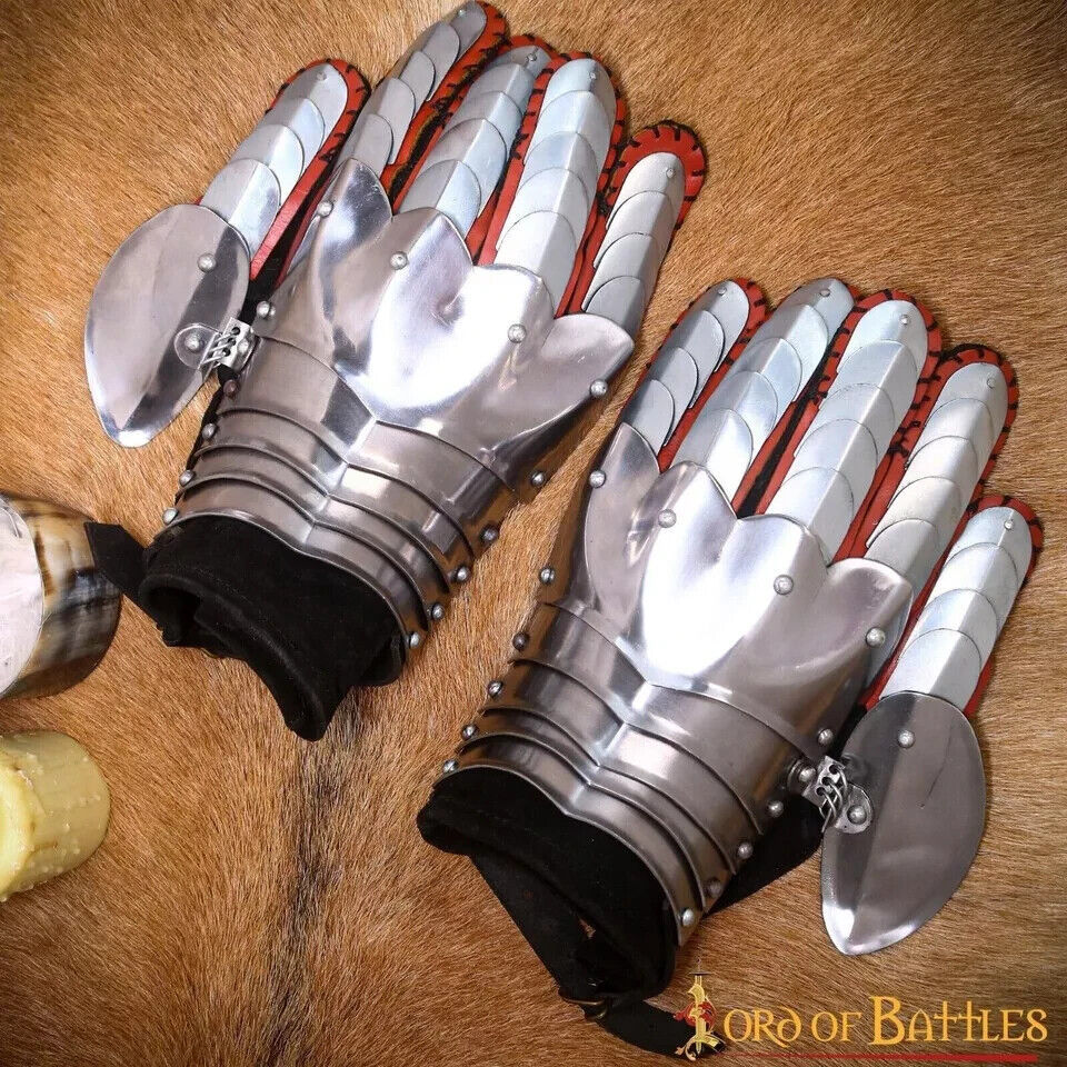 Medieval Gloves Gauntlets Armor Steel Knight Larp Sca Gothic Functional ...