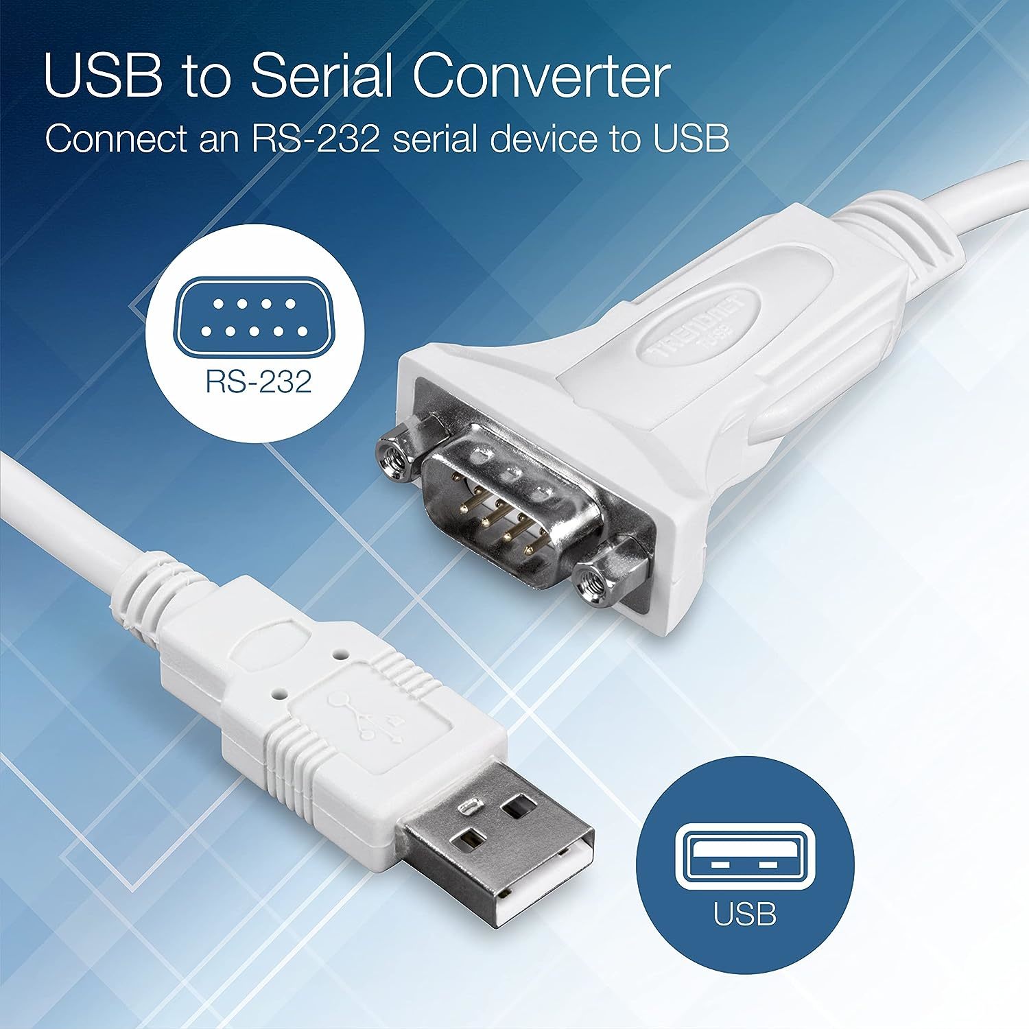 TRENDnet USB to Serial 9-Pin Converter Cable, Connect a RS-232 Serial ...