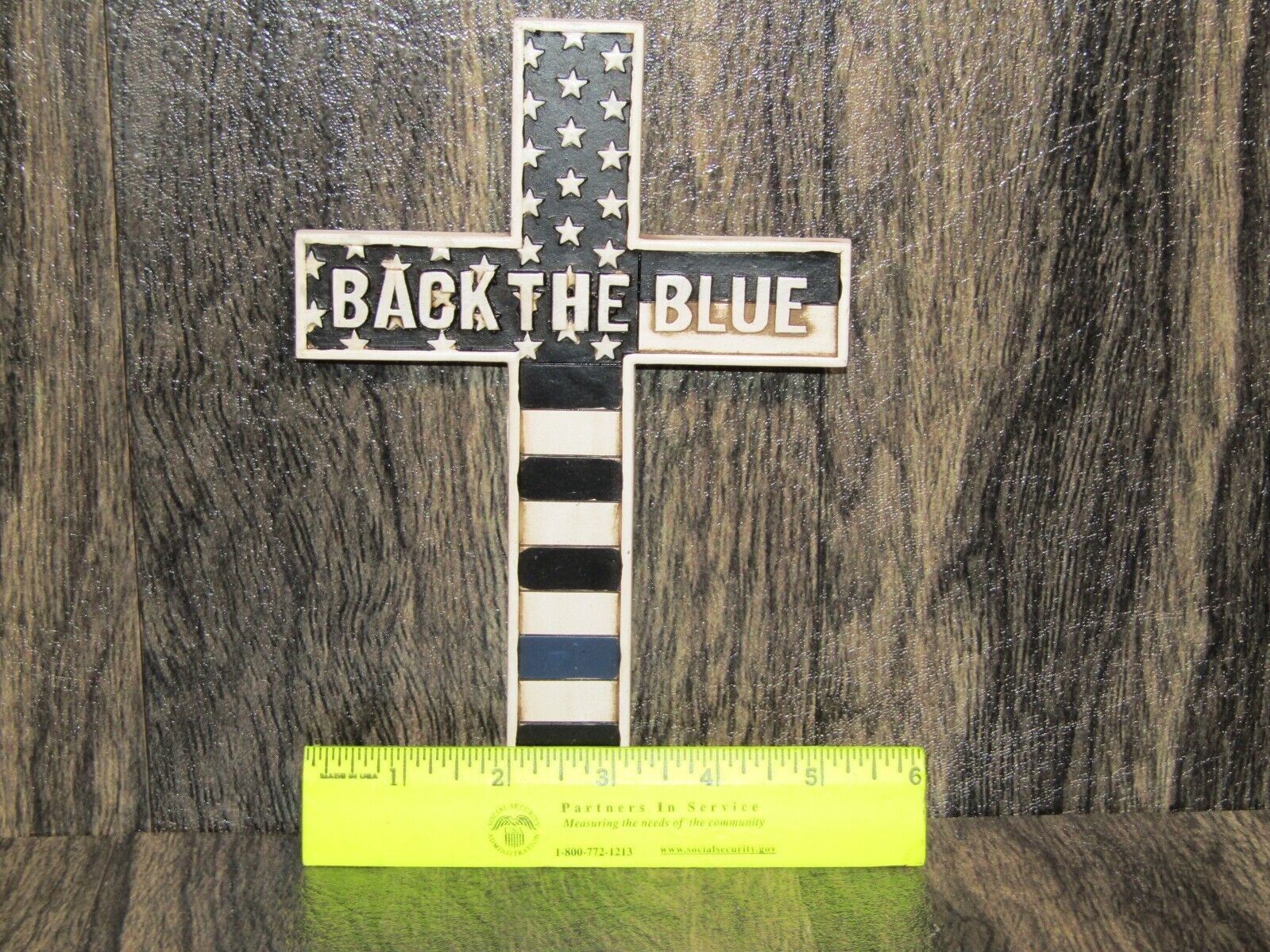 Back The Blue Police Department Memorial Wall Cross 8" X 6 ...
