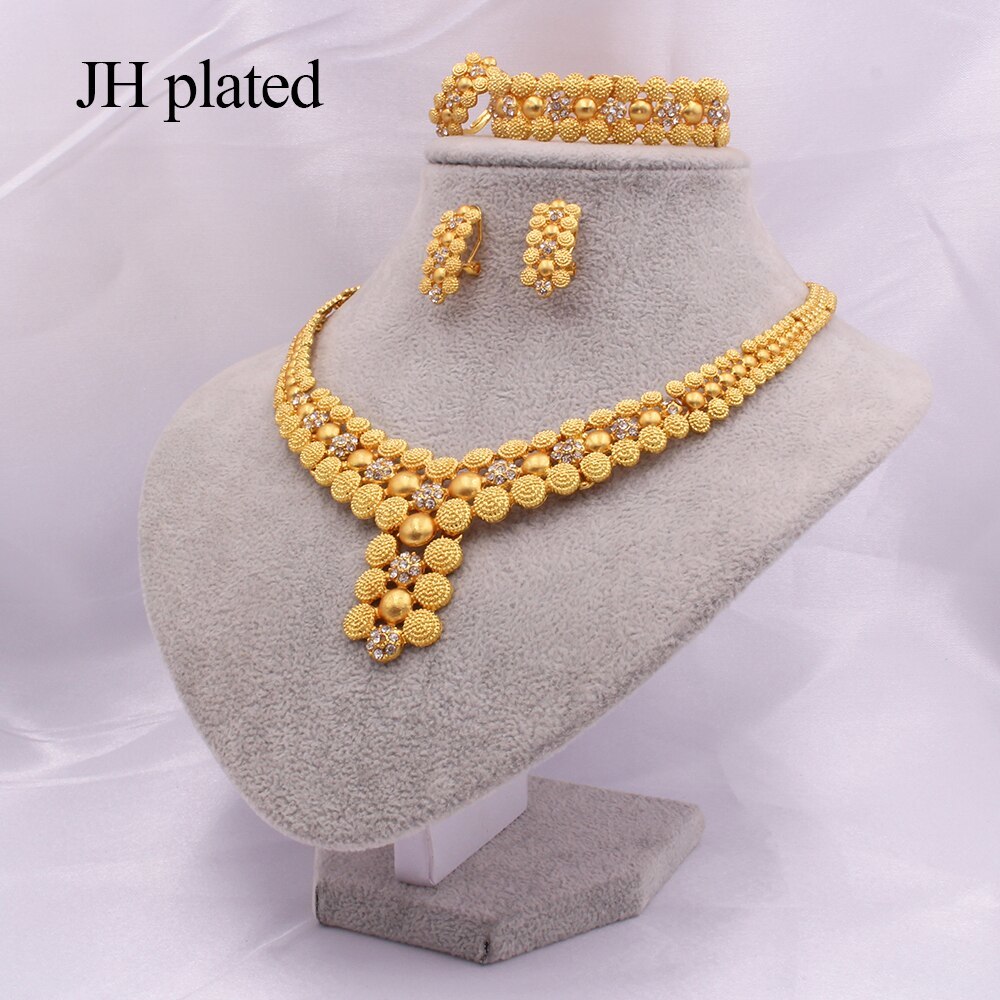 Dubai gold color Jewelry sets of women Indian Ethiopia bridal African ...