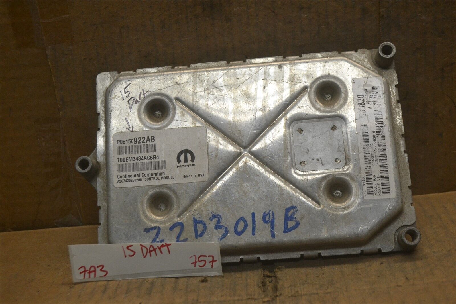 2015 Dodge Dart Engine Control Unit ECU 05150922AB Module 757-7A3 ...
