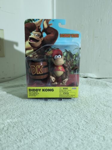 JAKKS Pacific World of Nintendo Diddy Kong 4” With Barrel Toy Figurine ...
