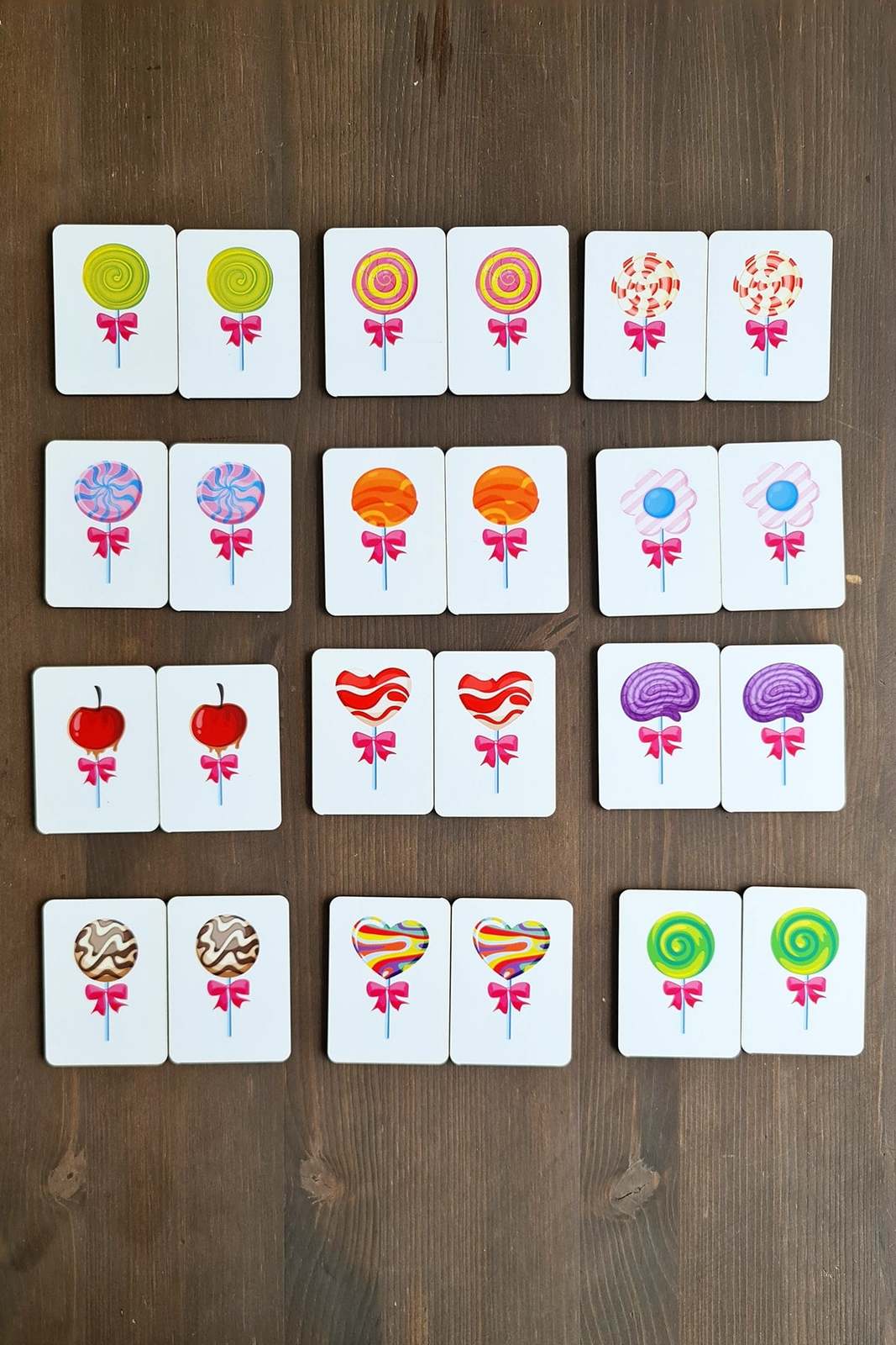 Wooden Lollipop Candies Memory Improvement Matching Game Preschool ...