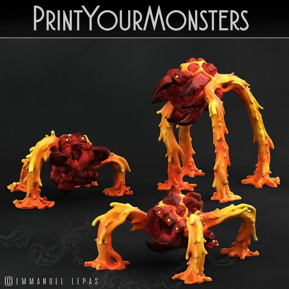 3D Printed Print Your Monsters Infernal Magma Spiders 28mm - 32mm D&D ...