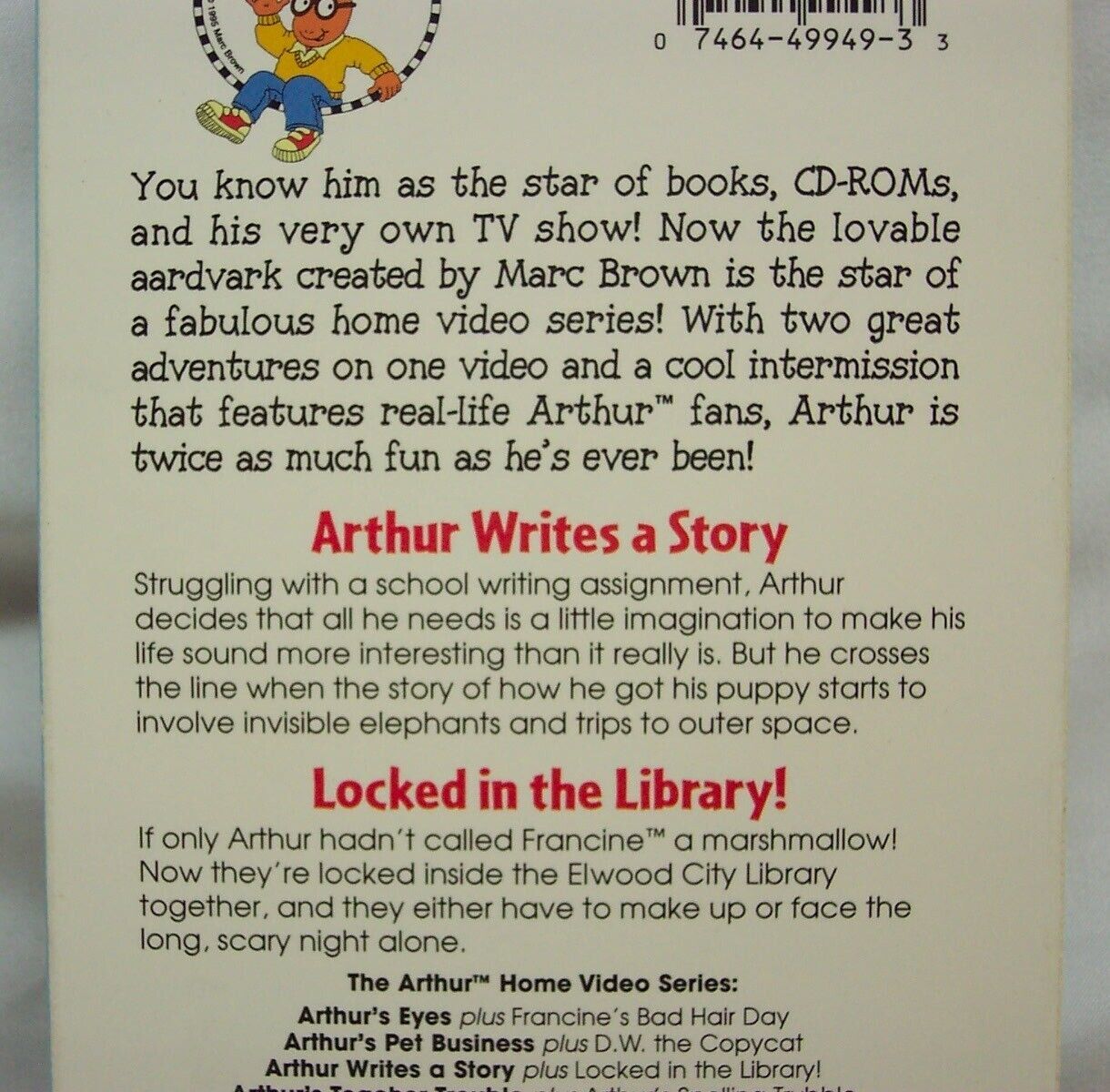 Marc Brown ARTHUR Arthur Writes A Story VHS VIDEO 1999 PBS Kids - VHS Tapes