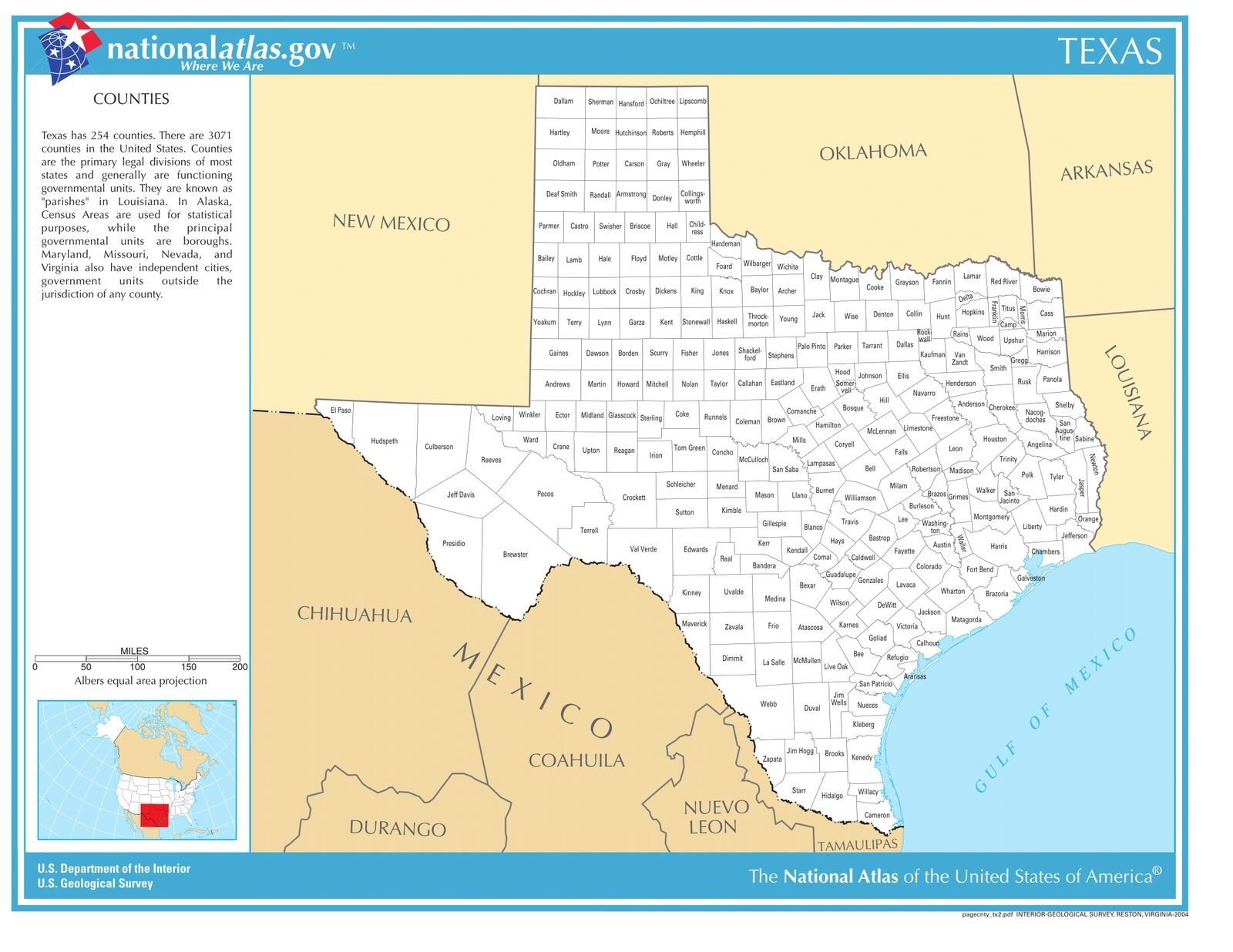 Texas State Counties Laminated Wall Map - Maps & Atlases