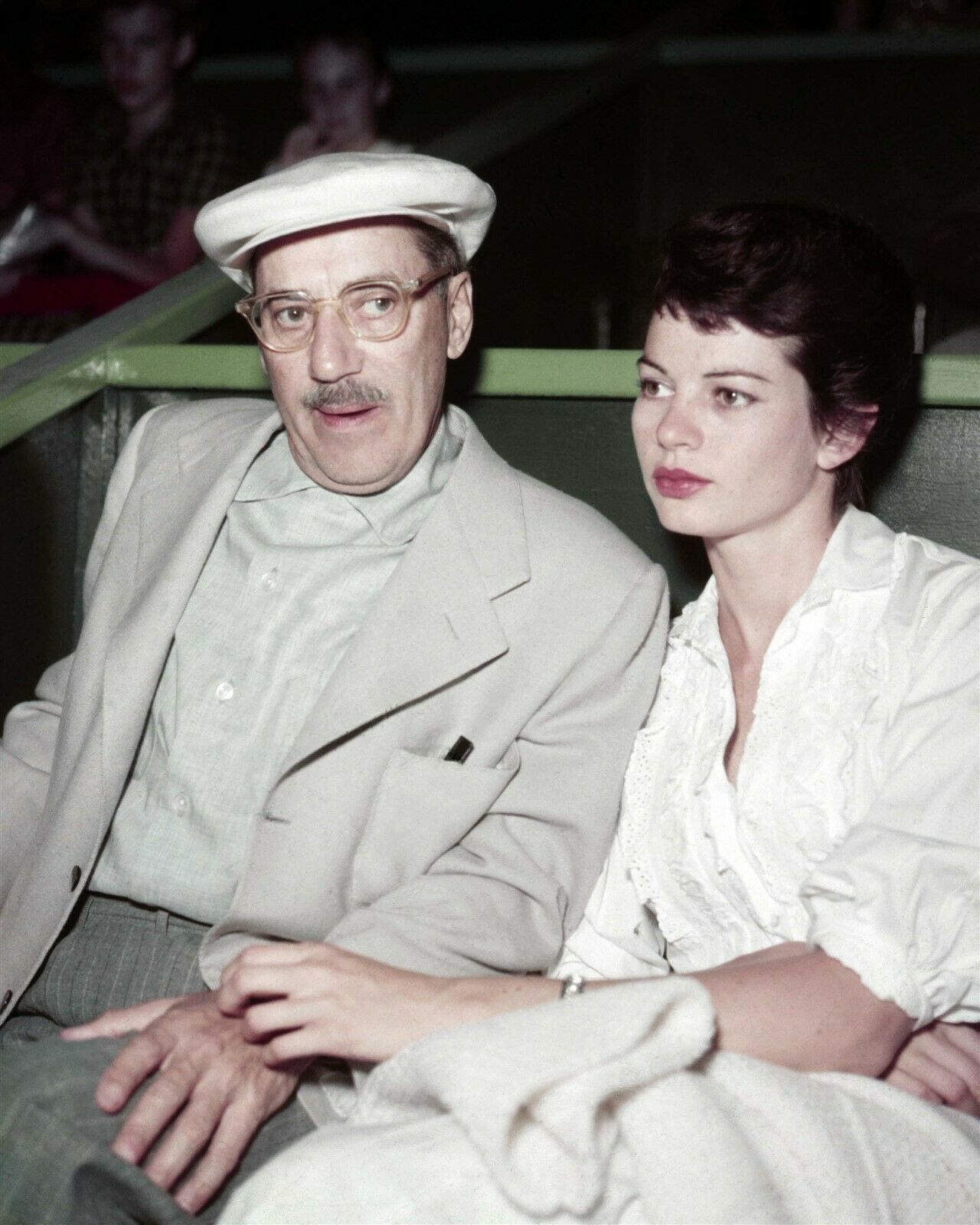 Groucho Marx off-screen candid with wife Eden Hartford 1950's era 11x14 ...