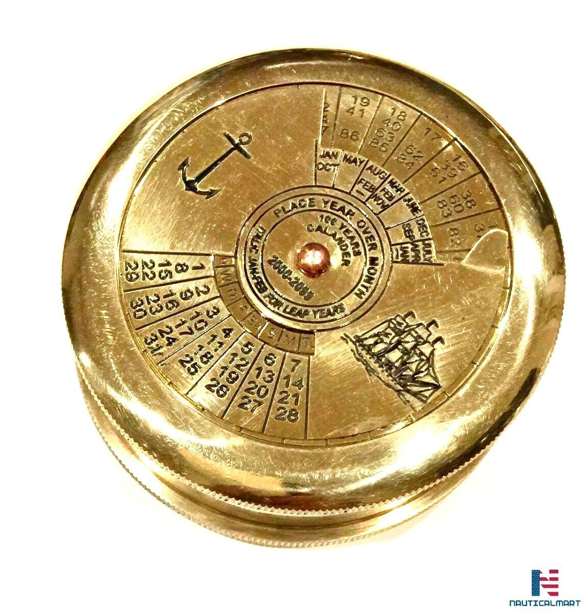 NauticalMart Brass 100 Years Calendar Pocket Compass W/Robert Frost ...