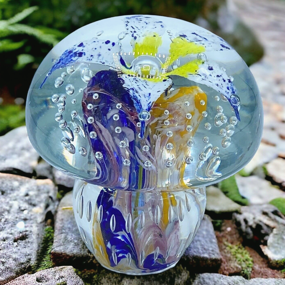 Wheatonware Exclusive Mushroom Paperweight Art Glass Controlled Bubble ...