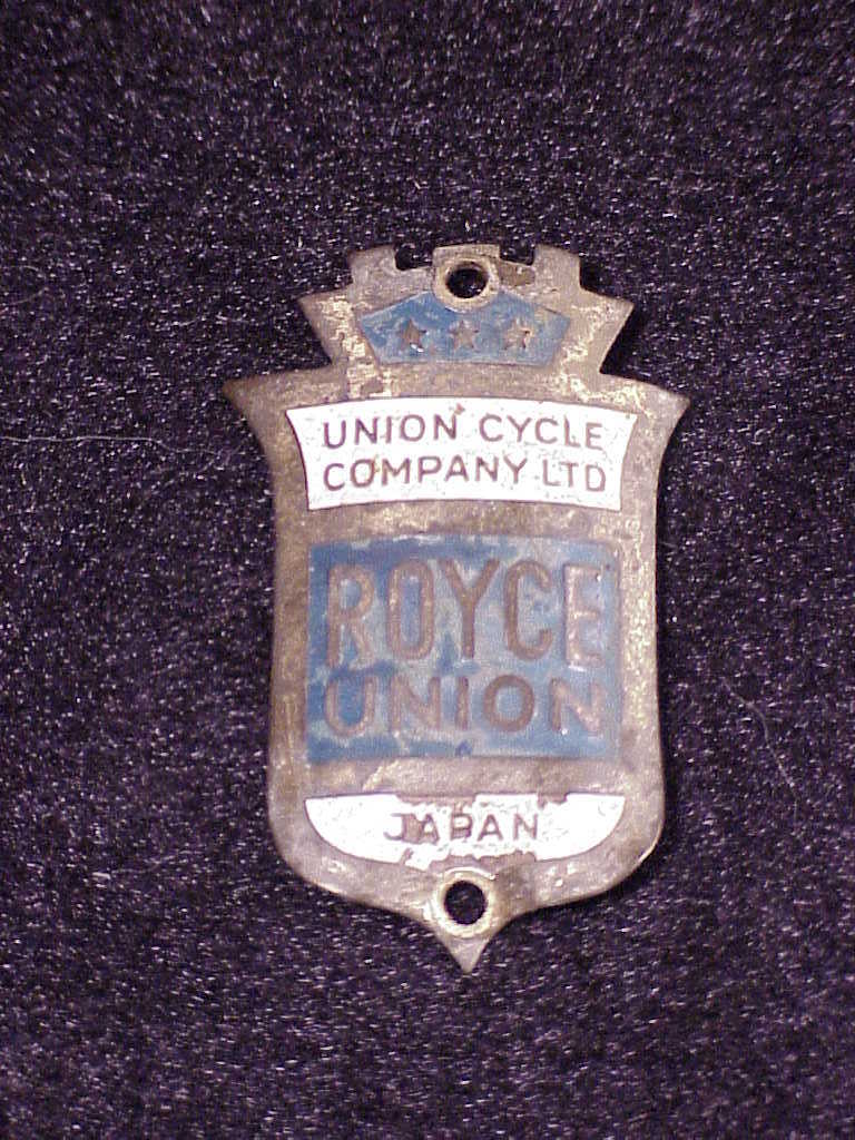 Vintage Royce Union Bicycle Emblem, bike, very worn, made in Japan ...