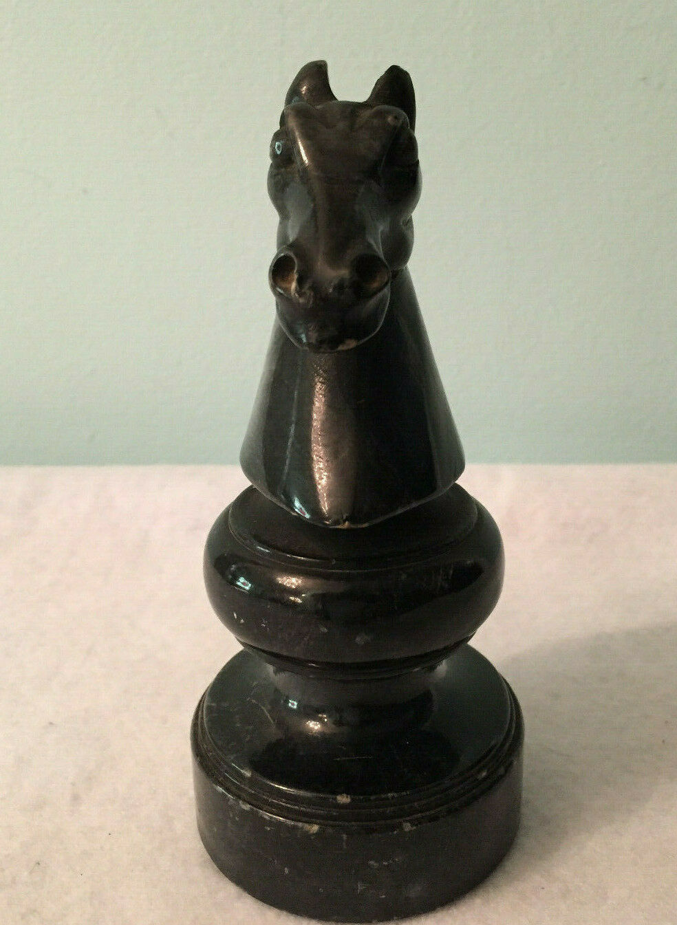 Vintage Dark Knight Horse Head Chess Paperweight Figure Desk Top Italy ...