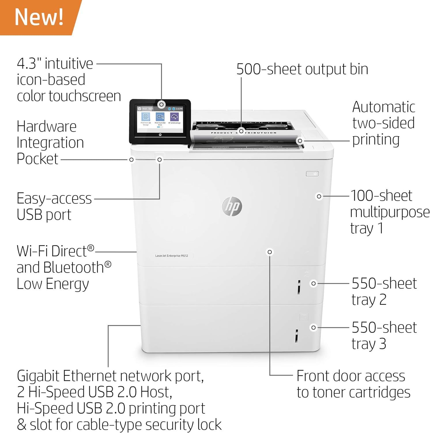 HP LASERJET M612X 7PS87A 75 pages per minute Duplex Network Wifi 2nd ...