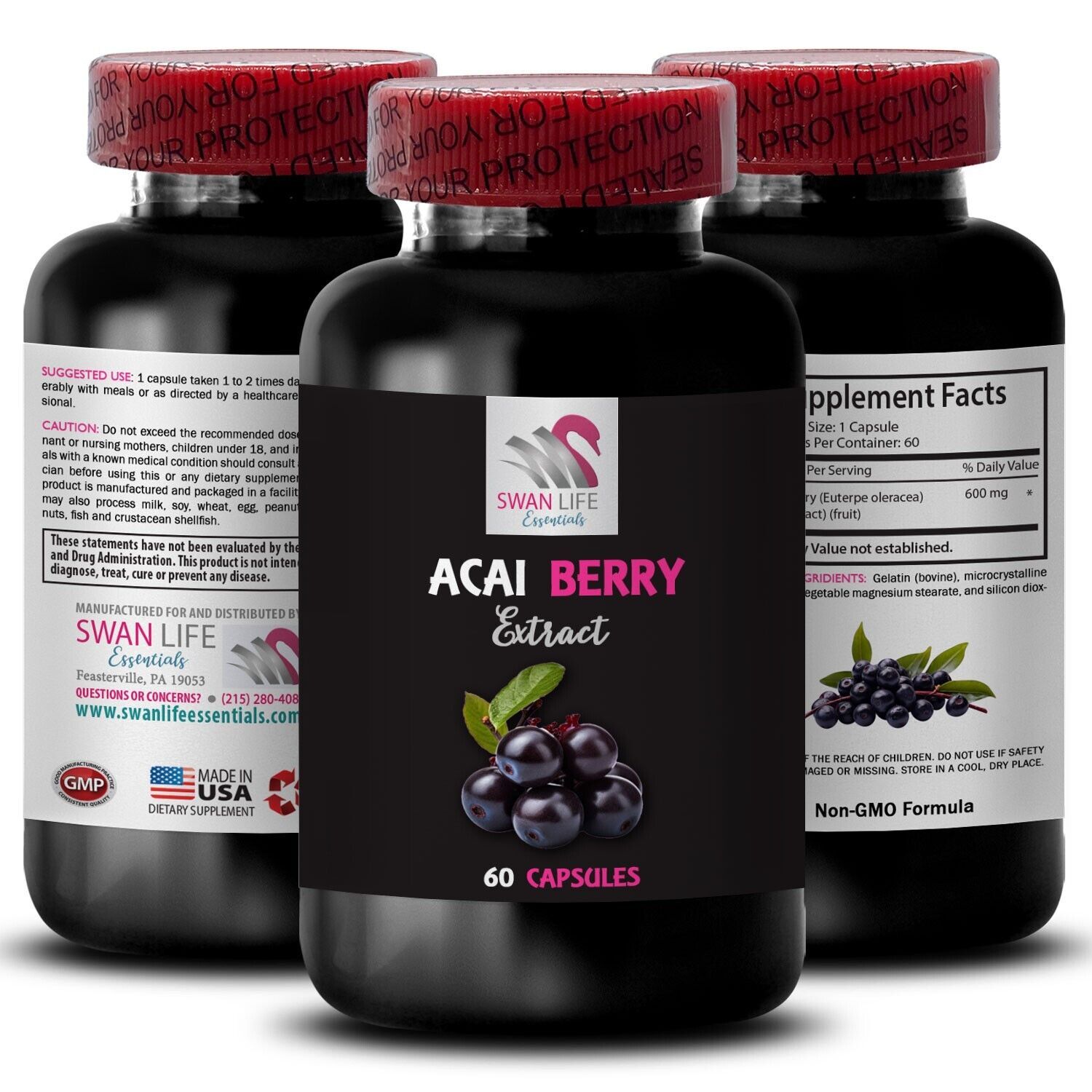 Nutrient support - ACAI BERRY EXTRACT - Physical resilience 1 Bottle 60 ...