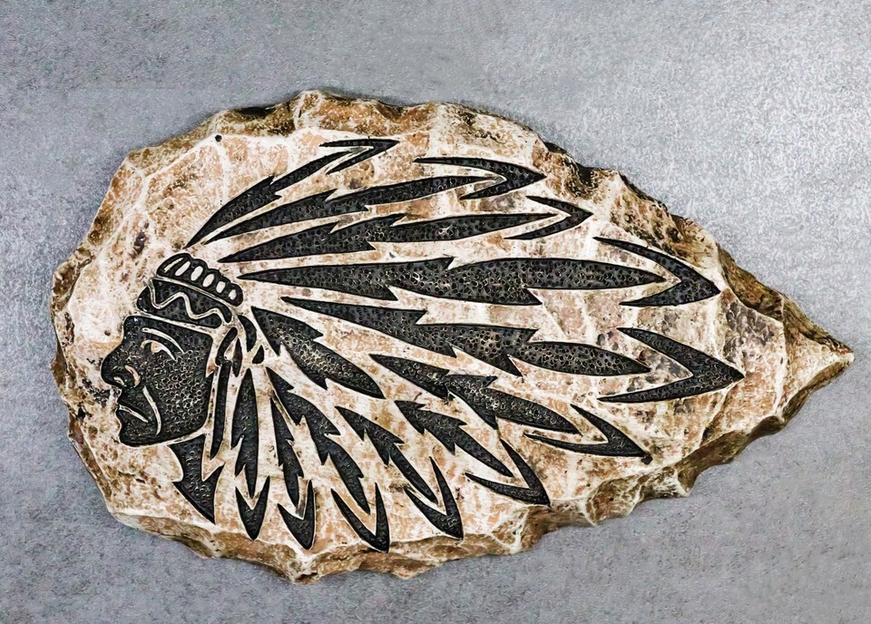 Southwestern Tribal Tattoo Indian Chief With Roach Faux Stone Arrow ...