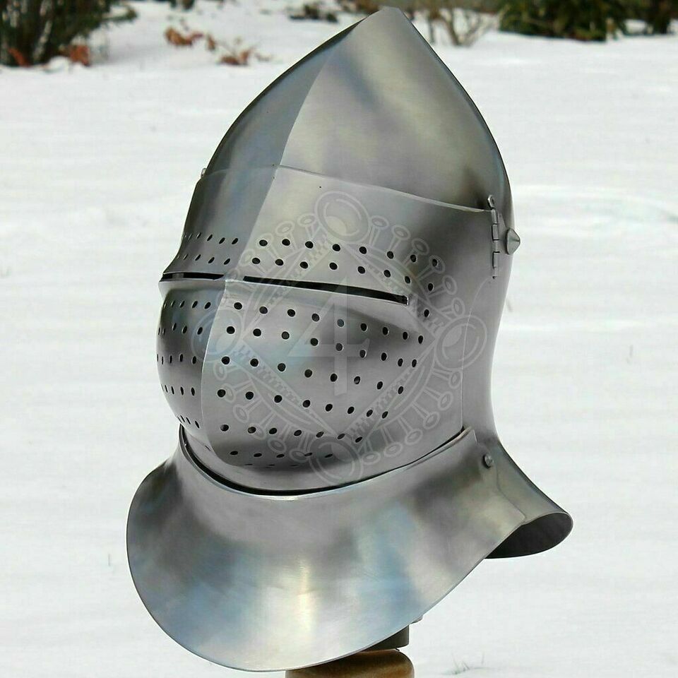 Custom SCA HNB 18 Gauge Steel Medieval Tournament Bascinet Helmet ...