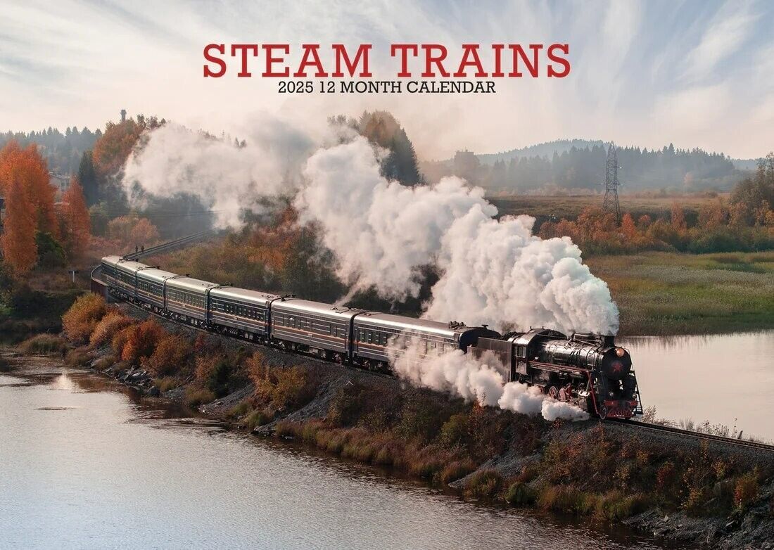 Steam Trains A3 Calendar 2025 - Transport - Month To View - Wirobound ...
