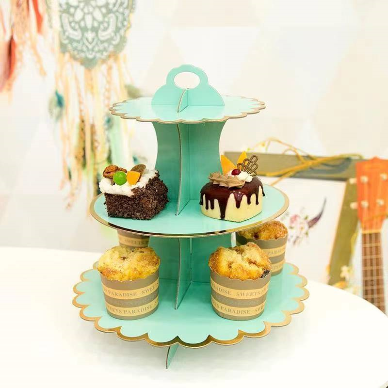 3-Layer Disposable Round Birthday Cupcake Dessert DIY Paper Craft Stand ...