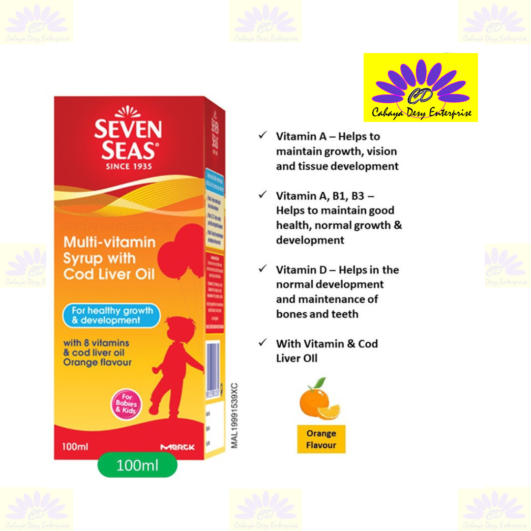 1 X Seven Seas Multivitamin Syrup 100ml Cod Liver Oil Orange Flavour ...