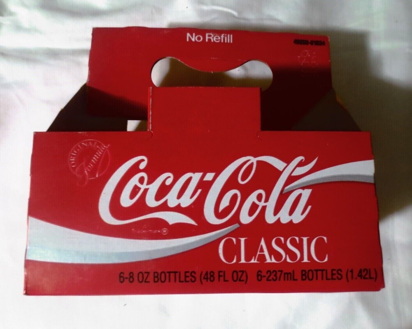 Coca-Cola Classic 6 Pack Carrier Carton8oz No Refill Bottles Paperboard ...