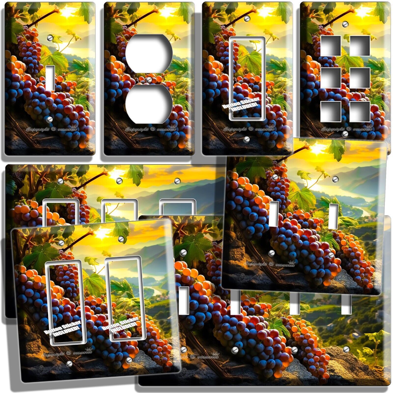 TUSCAN GRAPE VINEYARD MOUNTAINS SUNRISE LIGHT SWITCH OUTLET WALL PLATE ...