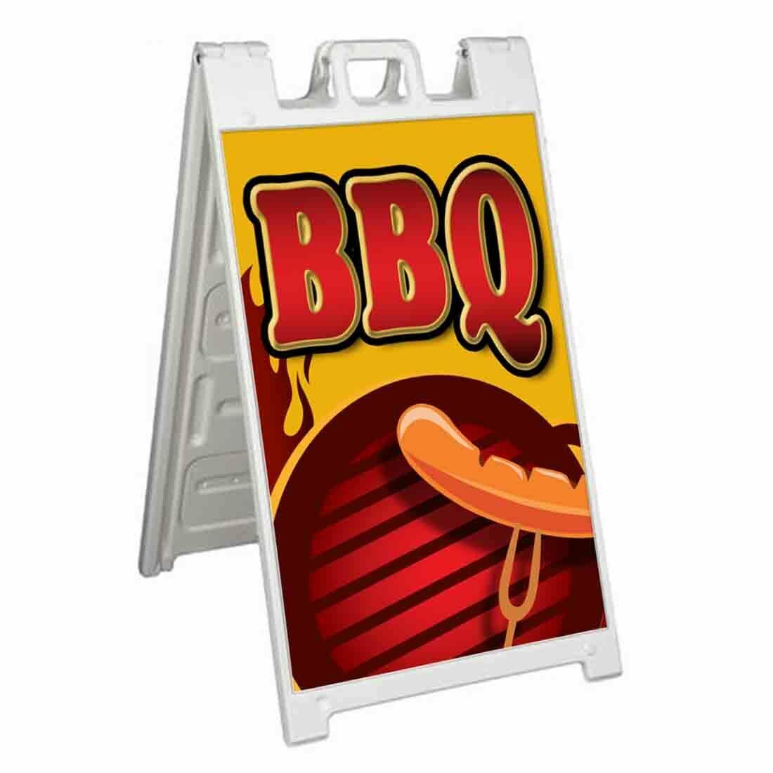 BBQ Signicade 24x36 Aframe Sidewalk Sign Banner Decal FLAME GRILL ...
