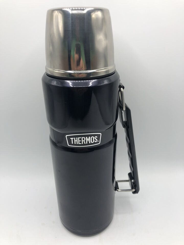 THERMOS ~ 40 oz. Black ~ King Vacuum Insulated Stainless Steel Beverage Bottle - Vacuum Flasks ...